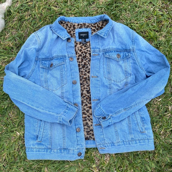 Forever 21 | Jackets & Coats | Denim Cheetah Lined Jacket | Poshmark